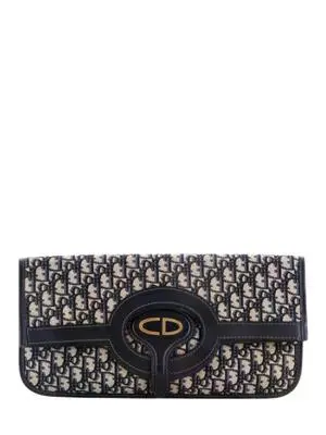 Dior Fold Over Oblique Canvas Clutch Bag - Blue