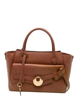 Moschino Logo Plaque Tote Bag - Brown
