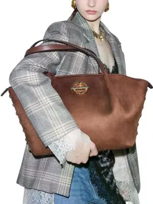 Liu Jo Suede-effect Studded Shoulder Bag - Brown