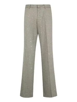 Amiri Sequin-embellished Houndstooth Pattern Tailored Trousers - Neutrals
