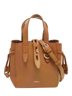 Furla Furla Net Mini Leather Tote Bag Brown