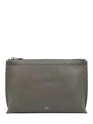 A.p.c. Leather Clutch Bag - Grey