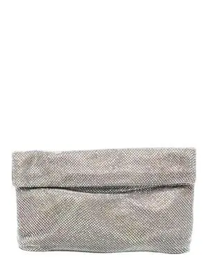 TWENTY FOURHAITCH Dunham Crystal-embellished Foldover Clutch Bag - Silver