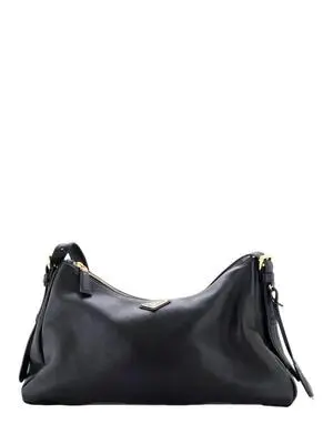 Prada Aimee Shoulder Bag Leather Medium Hobo Bag - Black