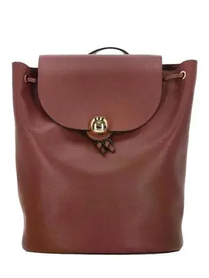 Furla Leather Backpack With Foldover Top And Drawstring Fastening - Red