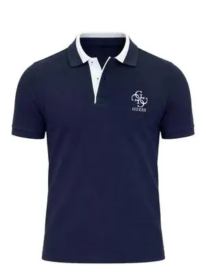 Guess Lyle Logo-embroidered Polo Shirt - Blue