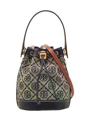 Tory Burch T Monogram Canvas Bucket Bag - Blue