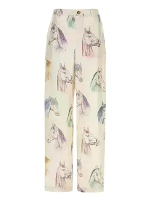 MOSCHINO Moschino Horse Print Straight Leg Trousers