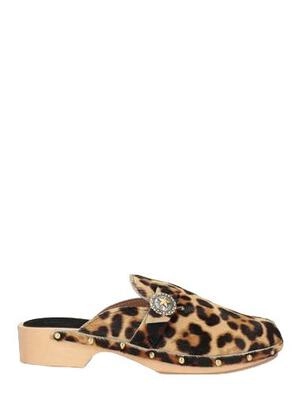KATE CATE® Leopard Print Calf Hair Embellished Clogs - Brown