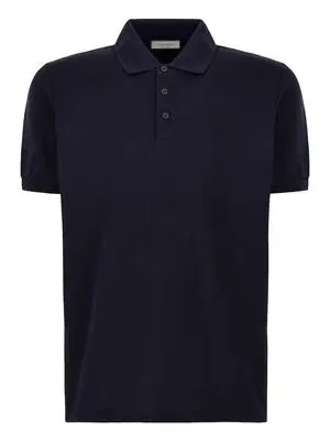 Canali Dark Navy Polo Shirt In Soft Cotton Piqu - Blue