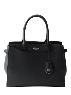 Prada Prelude Leather Top Handle Bag - Black