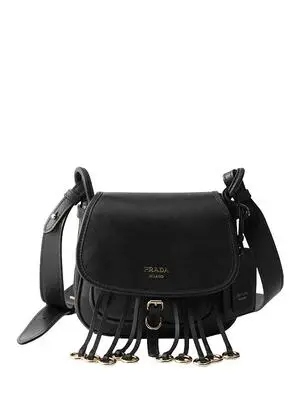 Prada Corsaire Mini Aged Leather Shoulder Bag Black