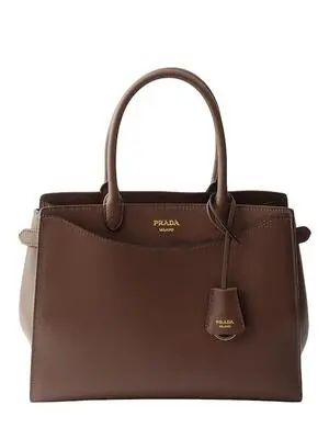 Prada Prelude Large Leather Top Handle Bag - Brown