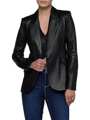 L'Agence Chamberlain Leather Blazer - Black