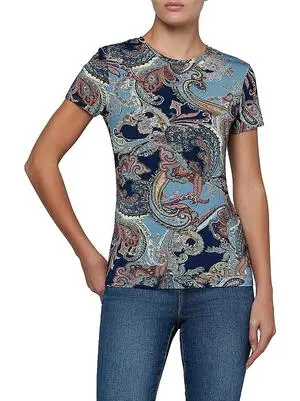 L'Agence Ressi Crewneck Short Sleeve Top - Midnight Multi