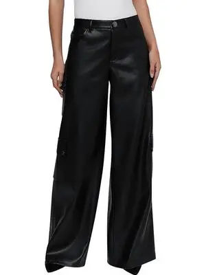 L'Agence Isolde Faux Leather Cargo Pants - Black