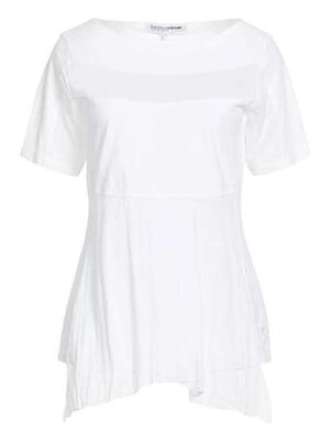 European Culture Asymmetrical Cotton Blend T-shirt - White
