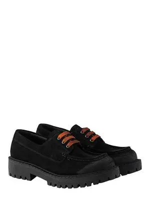 Prada Waxed Suede Lace-up Shoes - Black