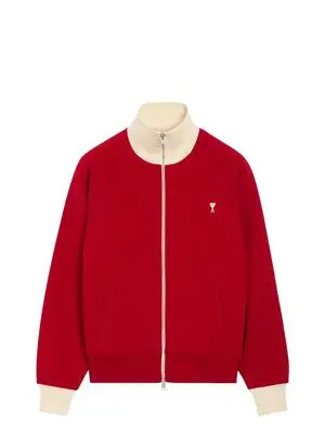AMI Paris De Coeur Zipped Sweatshirt - Red