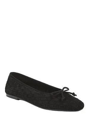 Sam Edelman Ruthie Suede Bow Woven Ballet Flats Black