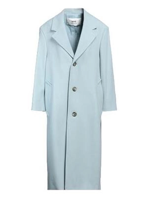AMI Woman Coat Pastel Blue Size 2 Virgin Wool, Polyamide