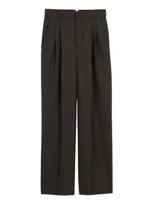 AMI Paris Wool High-waisted Pleated Trousers With Pinstripe - Grey