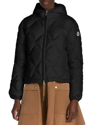 Moncler Arvouinne Hooded Quilted Short Down Jacket - Black