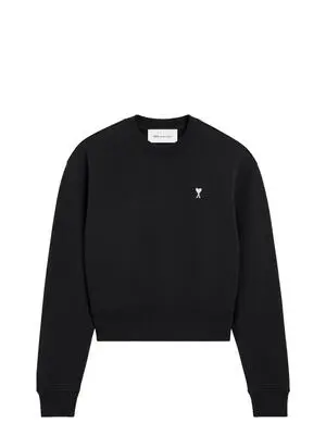 AMI Paris De Coeur Cotton Crewneck Sweatshirt - Black