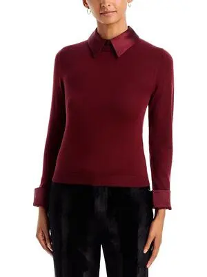 Alice + Olivia Porla Collared Wool Blend Sweater - Cognac