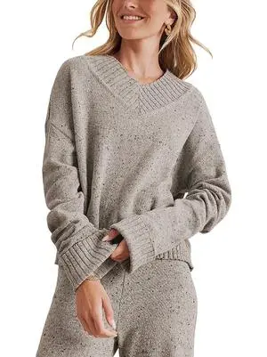 Splendid Haven Tweedy V-neck Sweater - Heather Charcoal
