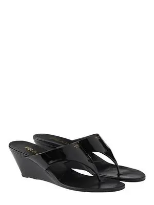 Prada Patent Leather Thong Sandals Black