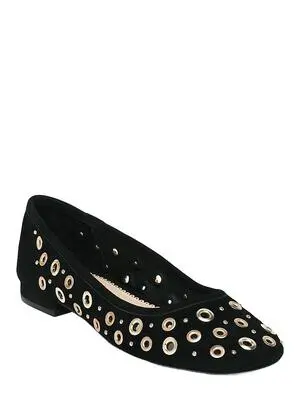 Cinq À Sept Ivy Mixed Hardware Suede Ballet Flats - Black