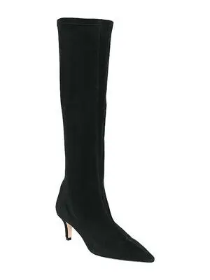 Cinq À Sept Jade Stretch Suede Knee High Boots - Black