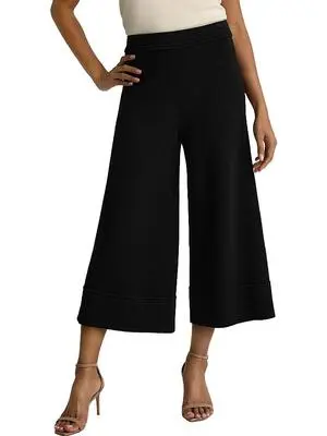 St. John Legacy Crepe Wool Blend Culotte Pants - Black