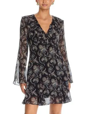 Veronica Beard Adrienne Silk Mini Dress - Black Multi