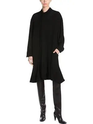 Stella McCartney Silk Bow Neck Long Sleeve Dress - Black
