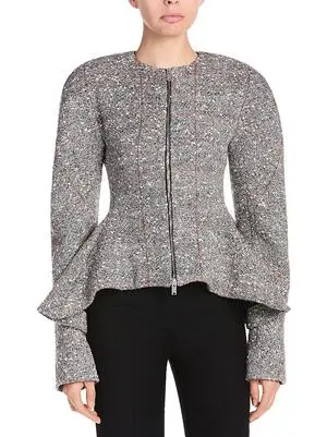 Stella McCartney Wool-blend Speckled Peplum Jacket - Multicolor Grey