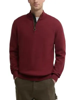 Barbour Cotton Half Zip Knit Pullover Sweater - Russet