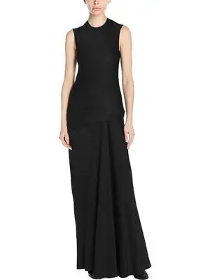Stella McCartney Round Neck Draped Satin Gown - Black