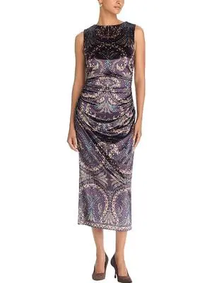 Veronica Beard Charissa Sleeveless Midi Dress - Dark Eggplant Multi