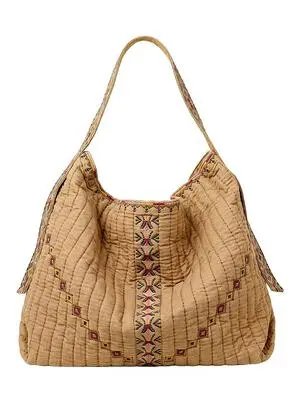 Ba&sh Lenny Extra Large Embroidered Cotton Tote - Beige