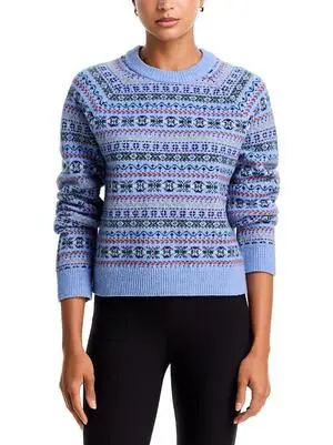 Aqua Fair Isle Raglan Crewneck Sweater - Blue Multi