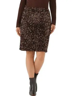 Karen Kane Sequined Velvet Pencil Skirt - Chocolate