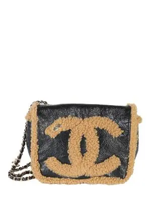 CHANEL Chanel Shiny Crumpled Sheepskin Shearling CC Mania Flap Bag