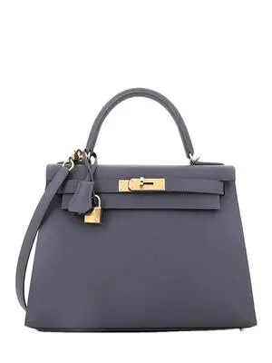 Hermès Kelly 28 Permabrass Epsom Leather Shoulder Bag - Gris Misty