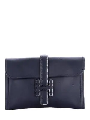 Hermès Jige Pm Epsom Leather Clutch - Blue