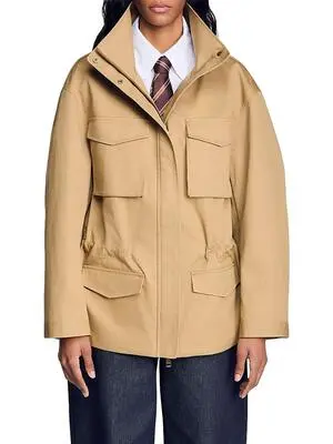 Sandro Adjustable Waist Jacket - Camel