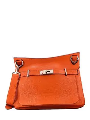 Hermès Jypsiere 34 Clemence Leather Turn Lock Crossbody - Orange