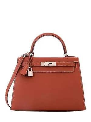 Hermès Kelly 28 Epsom Leather Shoulder Bag With Palladium Hardware - Sienne