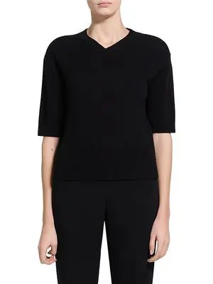 Theory Cashmere V-neck Tee - Black
